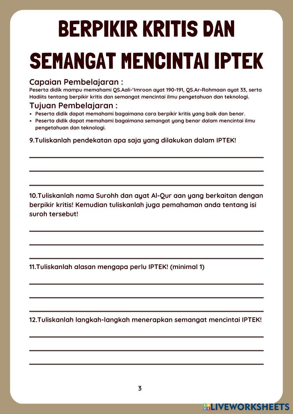 LKPD PAI BP KEL… | Free Interactive Worksheets | 7958622