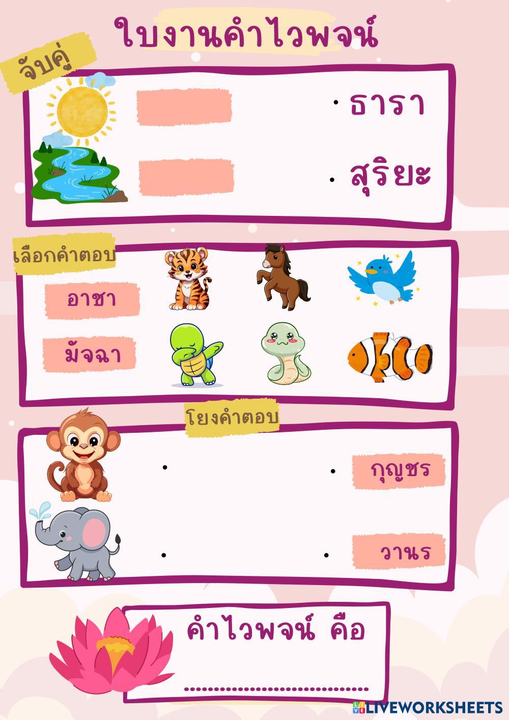 Thai | Free Interactive Worksheets | 7959362