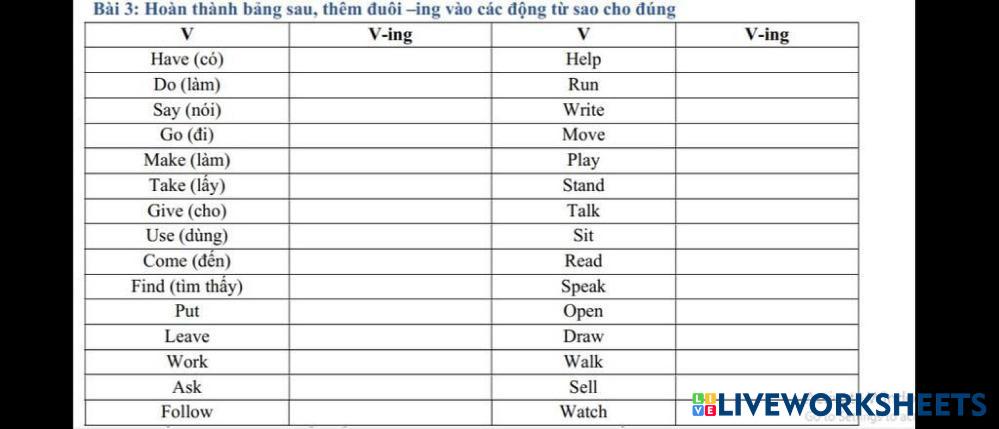 7961670 | V-ing | sunnyenglishcenter | LiveWorksheets