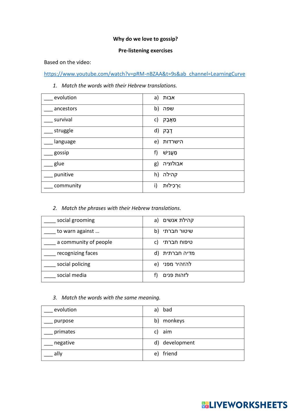 7962802 | Gossip | K | LiveWorksheets