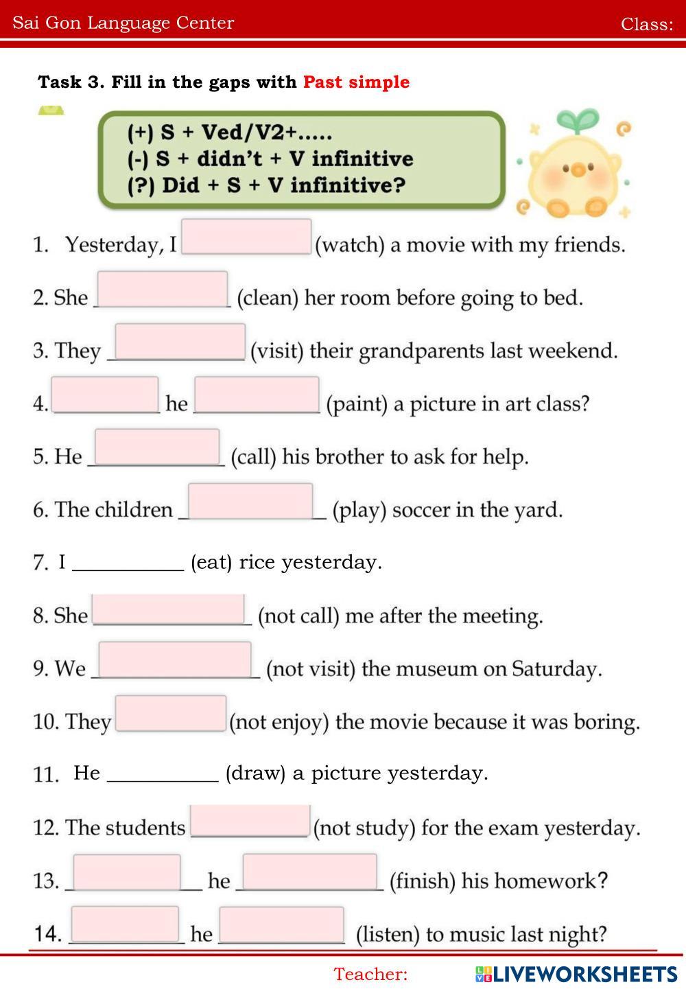 FFs2 - past sim… | Free Interactive Worksheets | 7966976