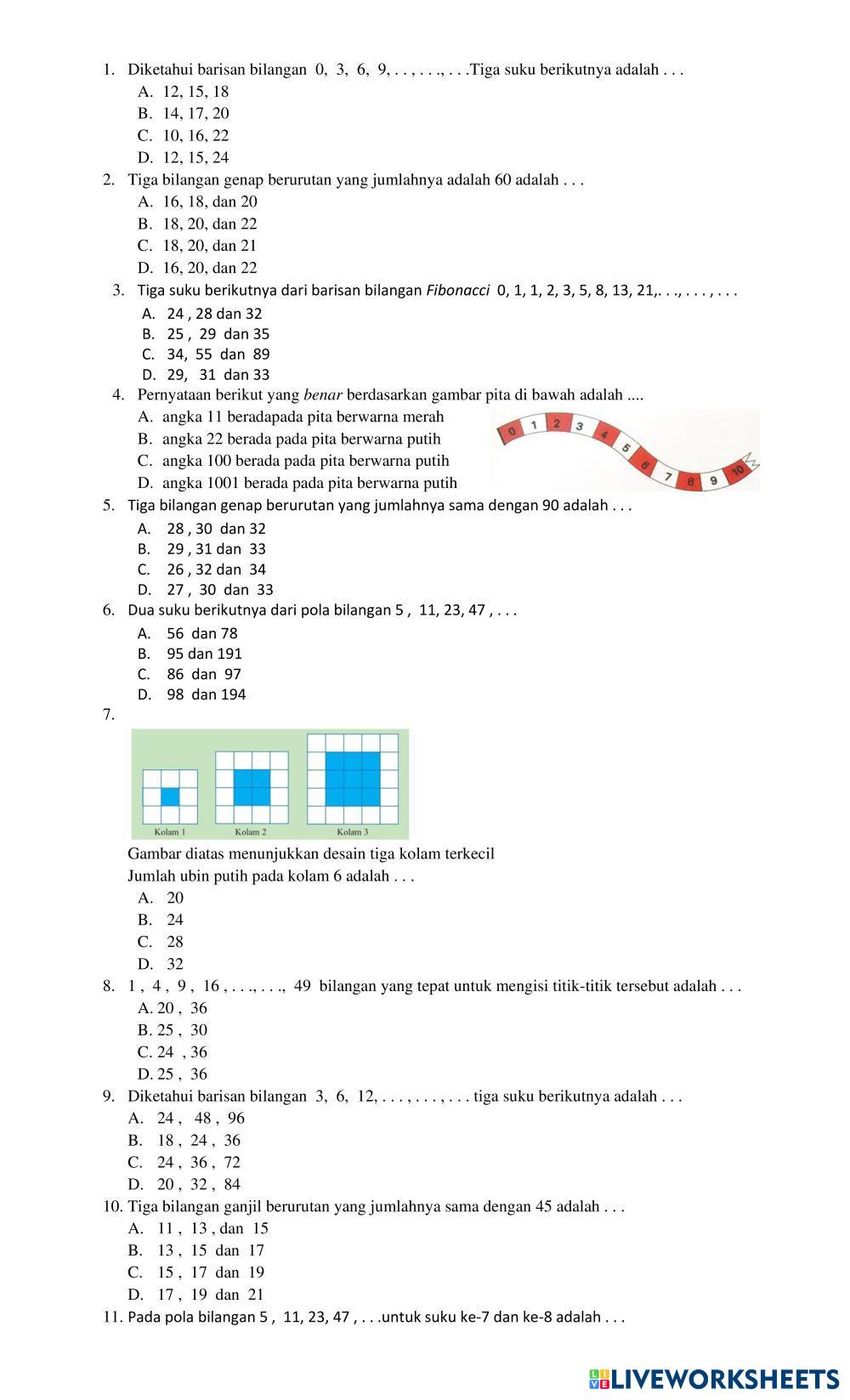 MTK 8 - SEM 1 | Free Interactive Worksheets | 7969962