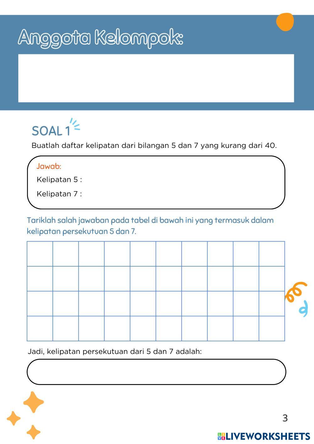 LKPD Kelipatan … | Free Interactive Worksheets | 7972751