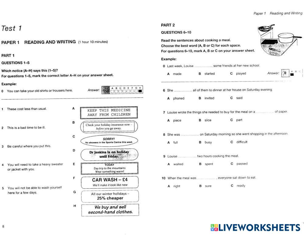 T1 reading and … | Free Interactive Worksheets | 7973912