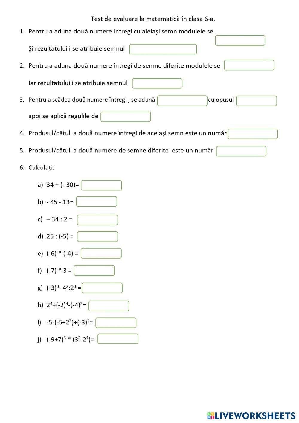 test matematica… | Free Interactive Worksheets | 7975339