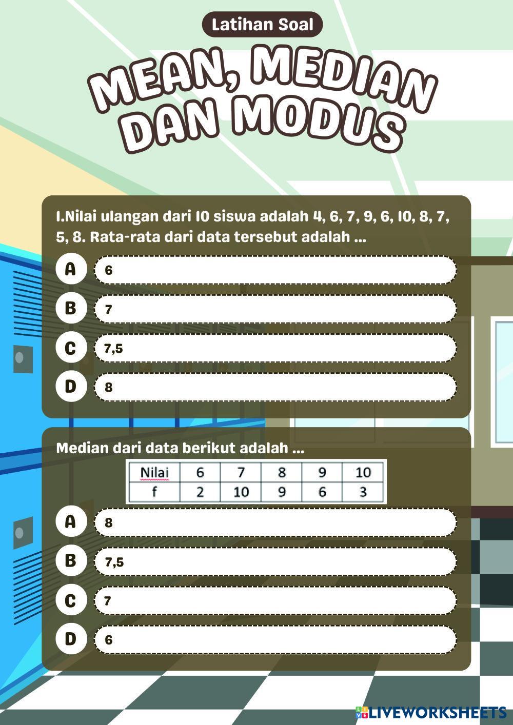 7977021 | Latihan Soal Mean Median Modus | salma anindya