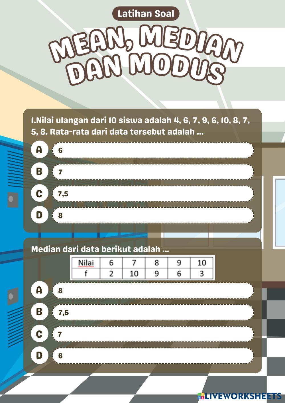 7977072 | Latihan Soal Mean Median Modus | salma anindya