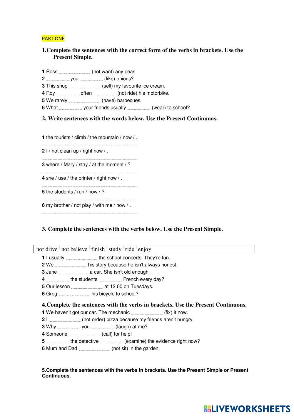 7978143 | Present Simple/Present Continuous Revision