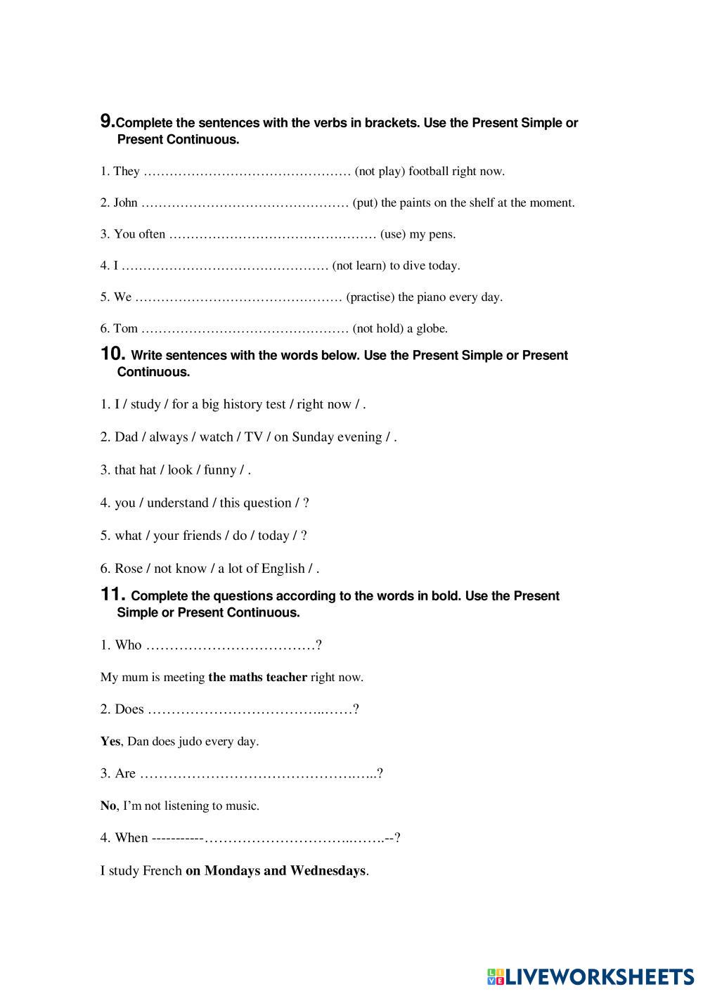 7978143 | Present Simple/Present Continuous Revision