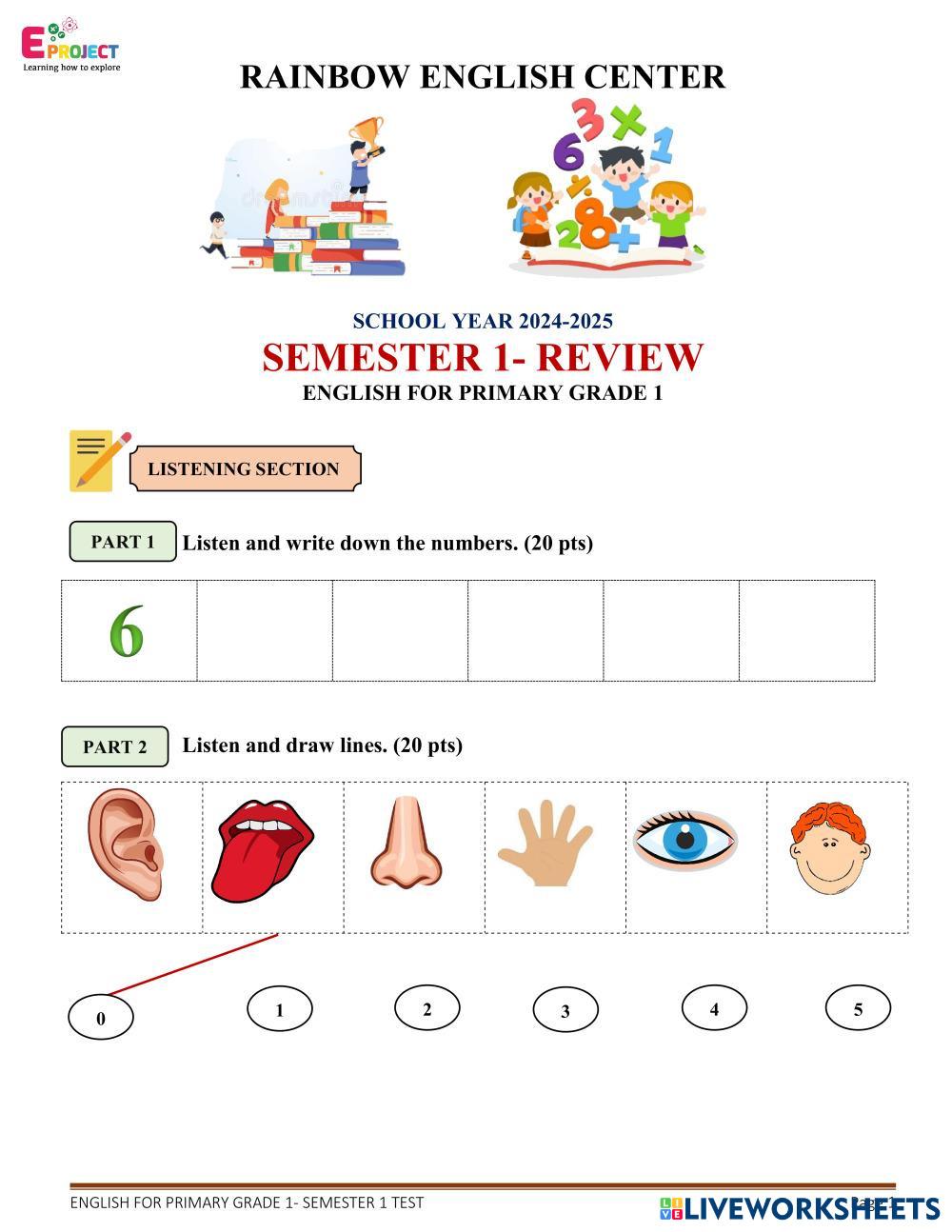 7978399 | E-PROJECT_GRADE 1_REVISION FOR SEMESTER TEST