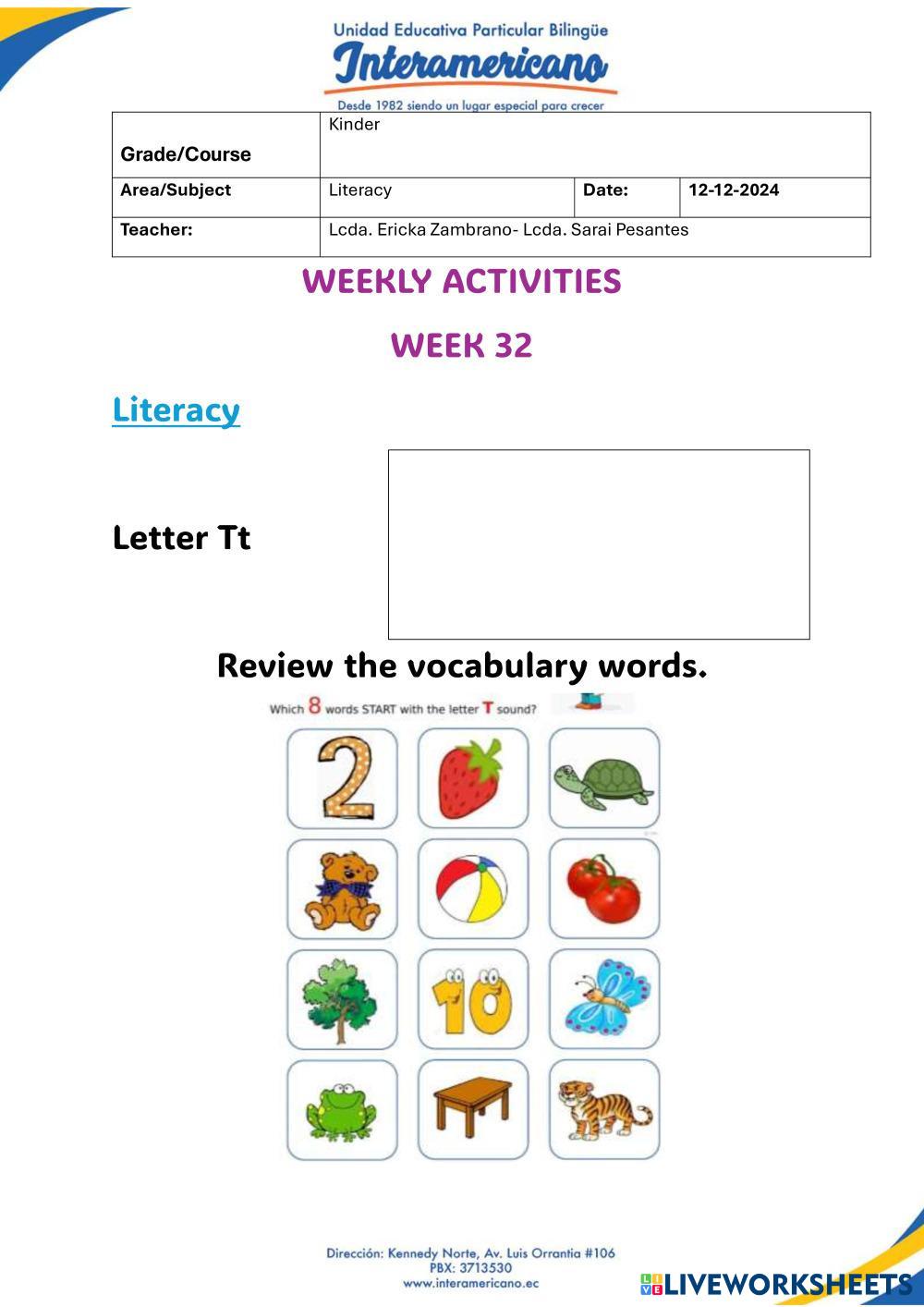 7979007 | Weekly worksheet- week 32 | Saraí