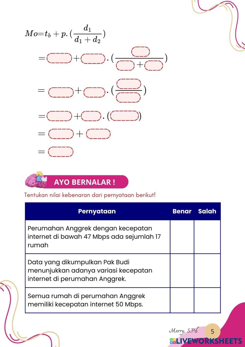 7978608 | LKPD 6 (MODUS) | Merry cikgu | LiveWorksheets