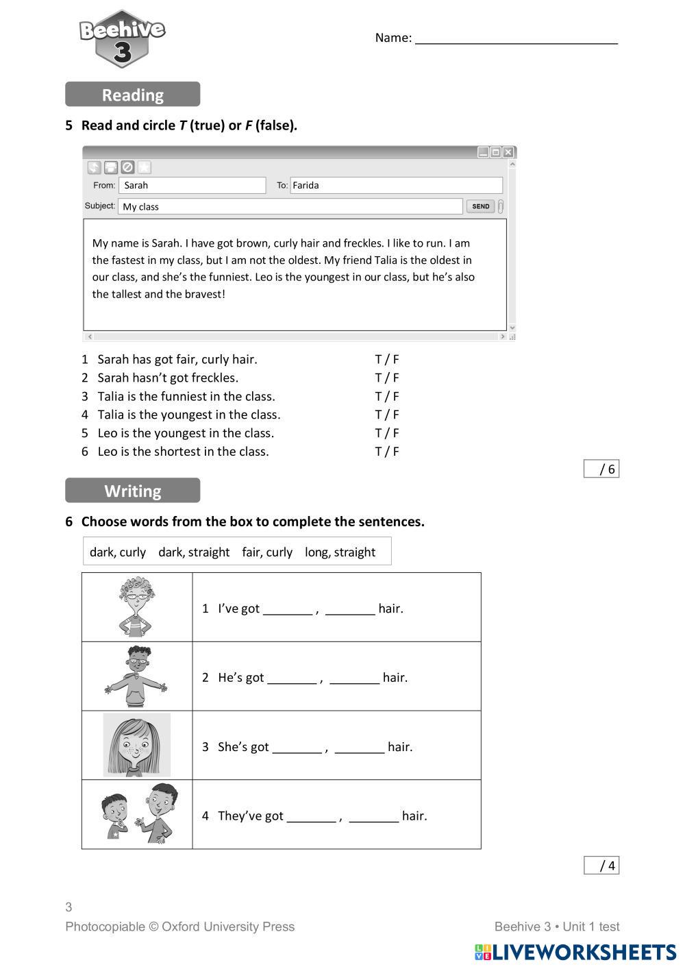 Beehive 3 Test … | Free Interactive Worksheets | 7980201