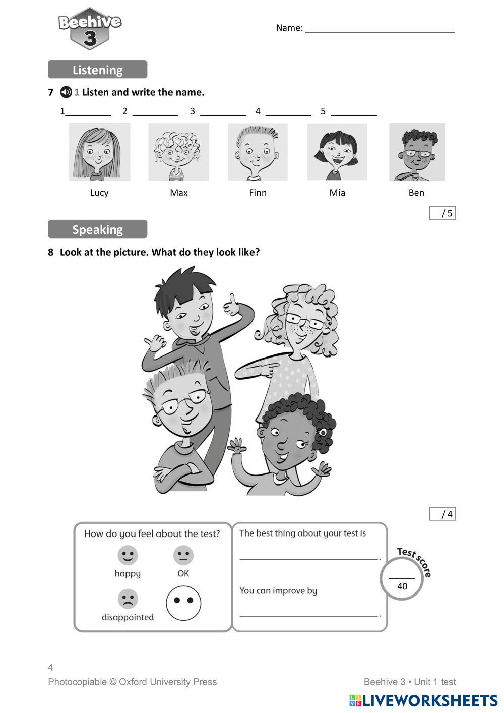 Beehive 3 Test … | Free Interactive Worksheets | 7980201