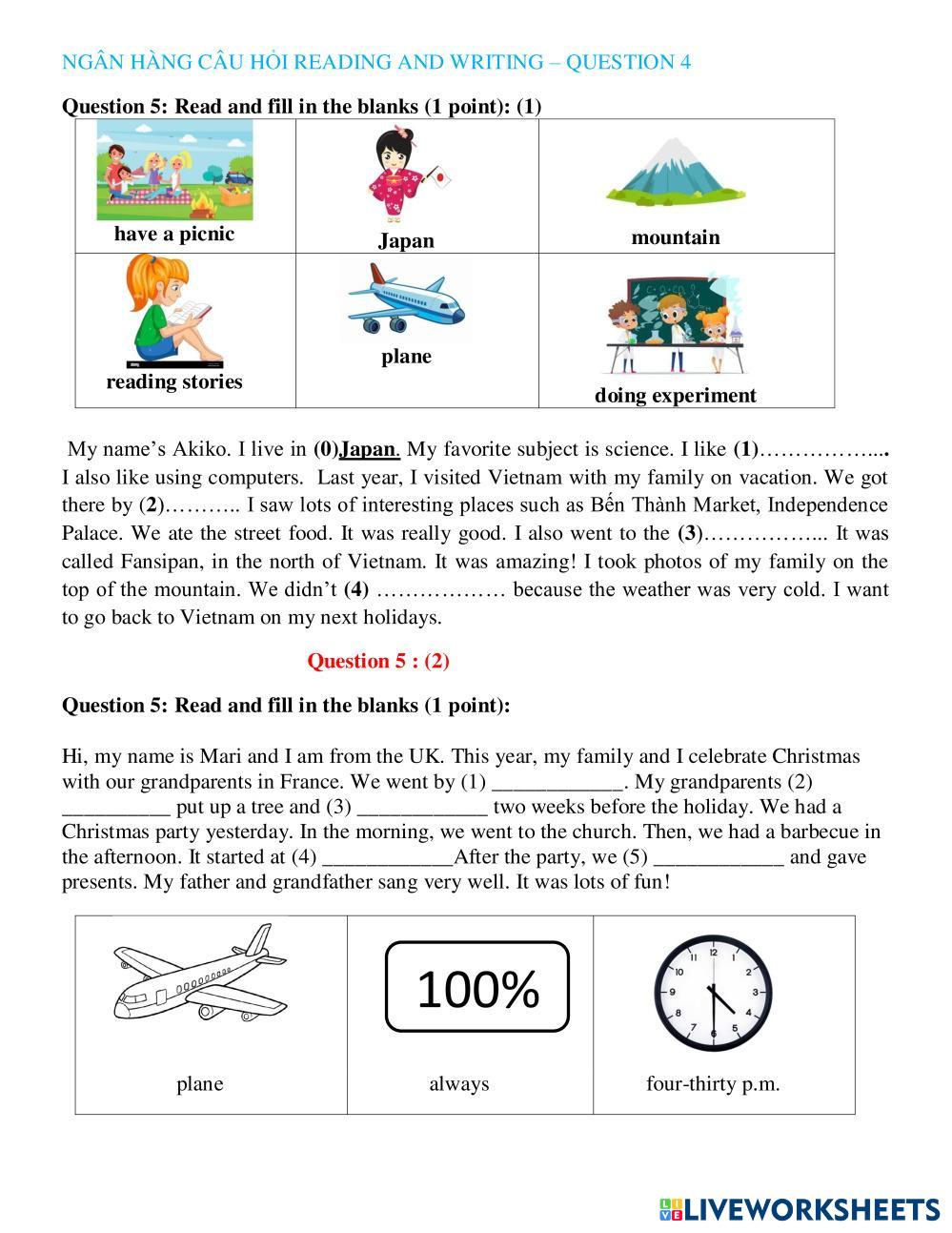 G5 - Reading an… | Free Interactive Worksheets | 7980440