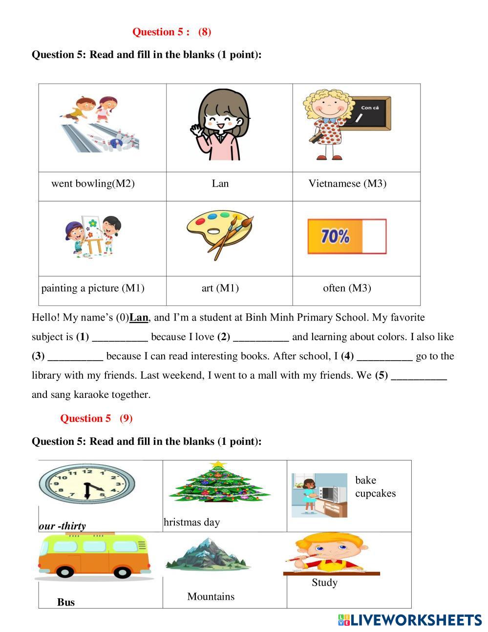 G5 - Reading an… | Free Interactive Worksheets | 7980440