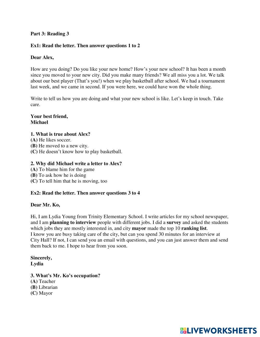 7985129 | Reading 3 | LIME SCHOOL | LiveWorksheets