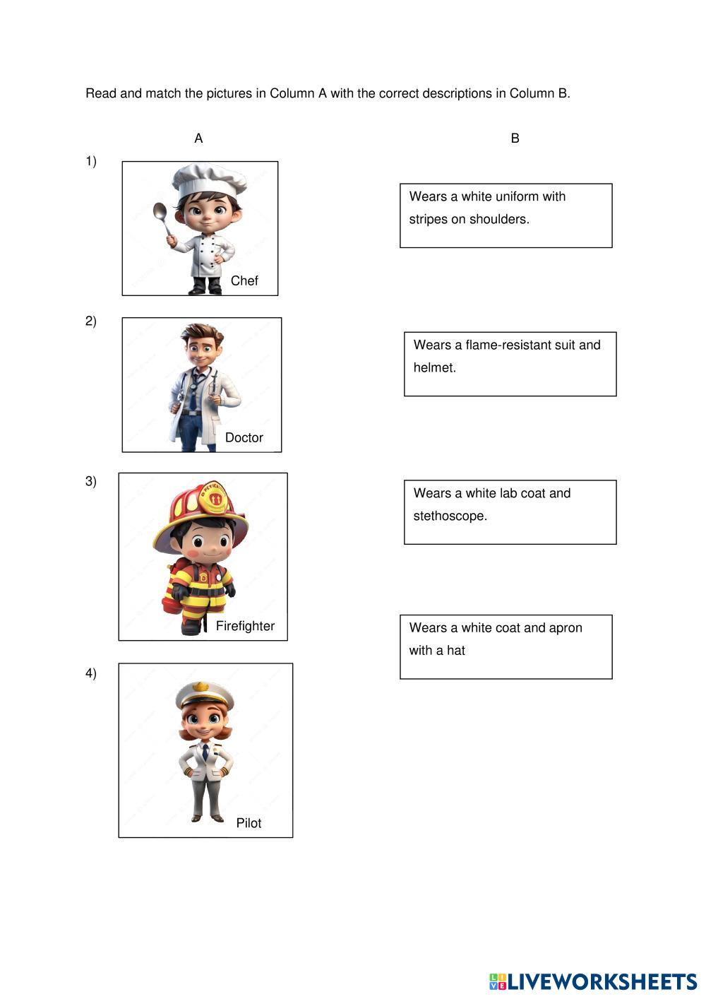 7987227 | Fun Activity: Match the Uniform to the Job!