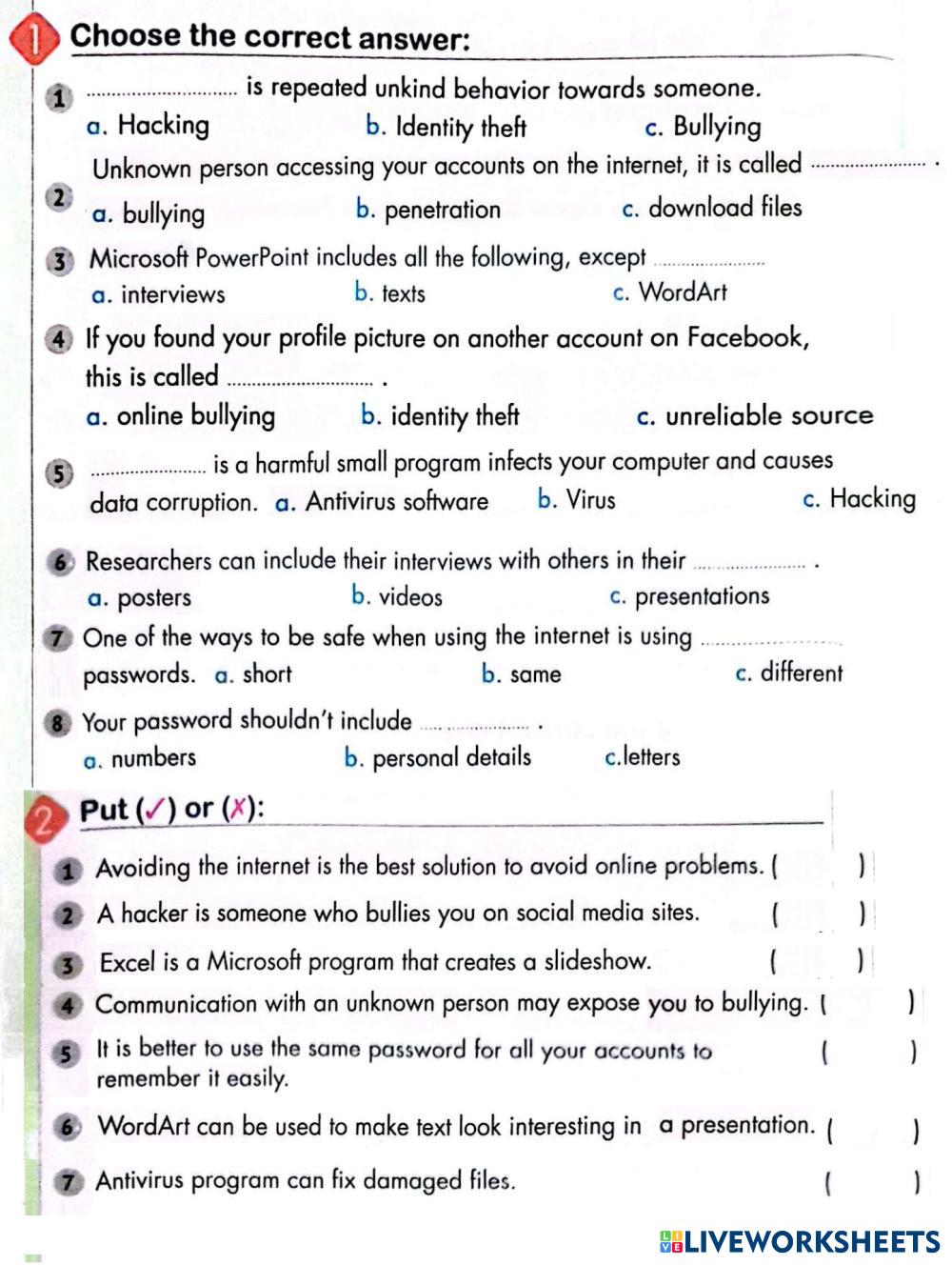 ICT - G4- 1st T… | Free Interactive Worksheets | 7989447