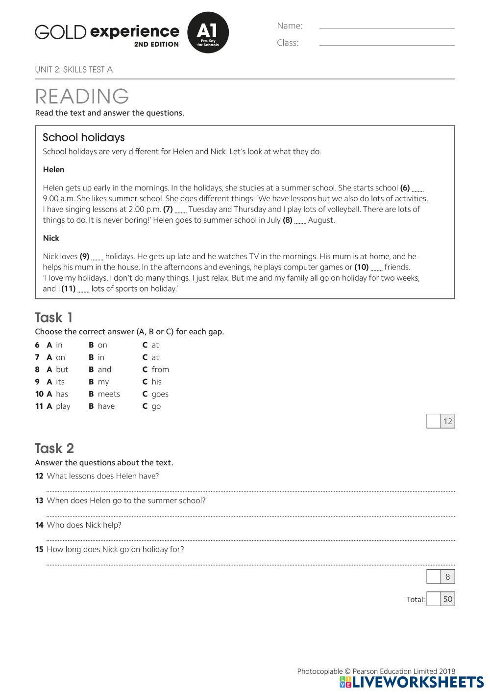 7991860 | Gold Experience A1 U2 Test | Annochka
