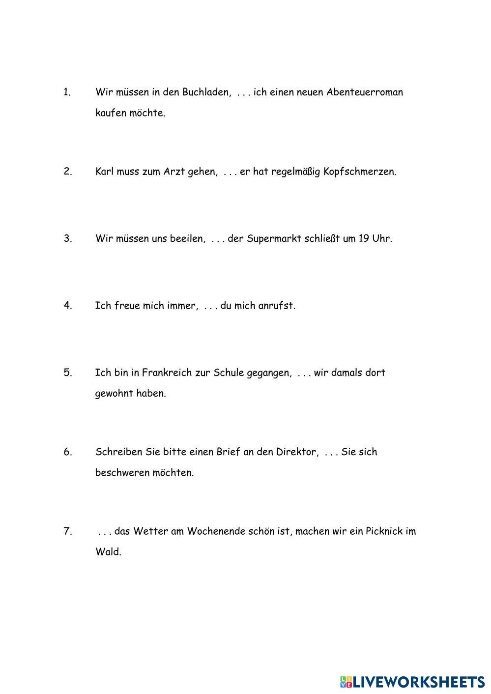 Weil denn | Free Interactive Worksheets | 7545414