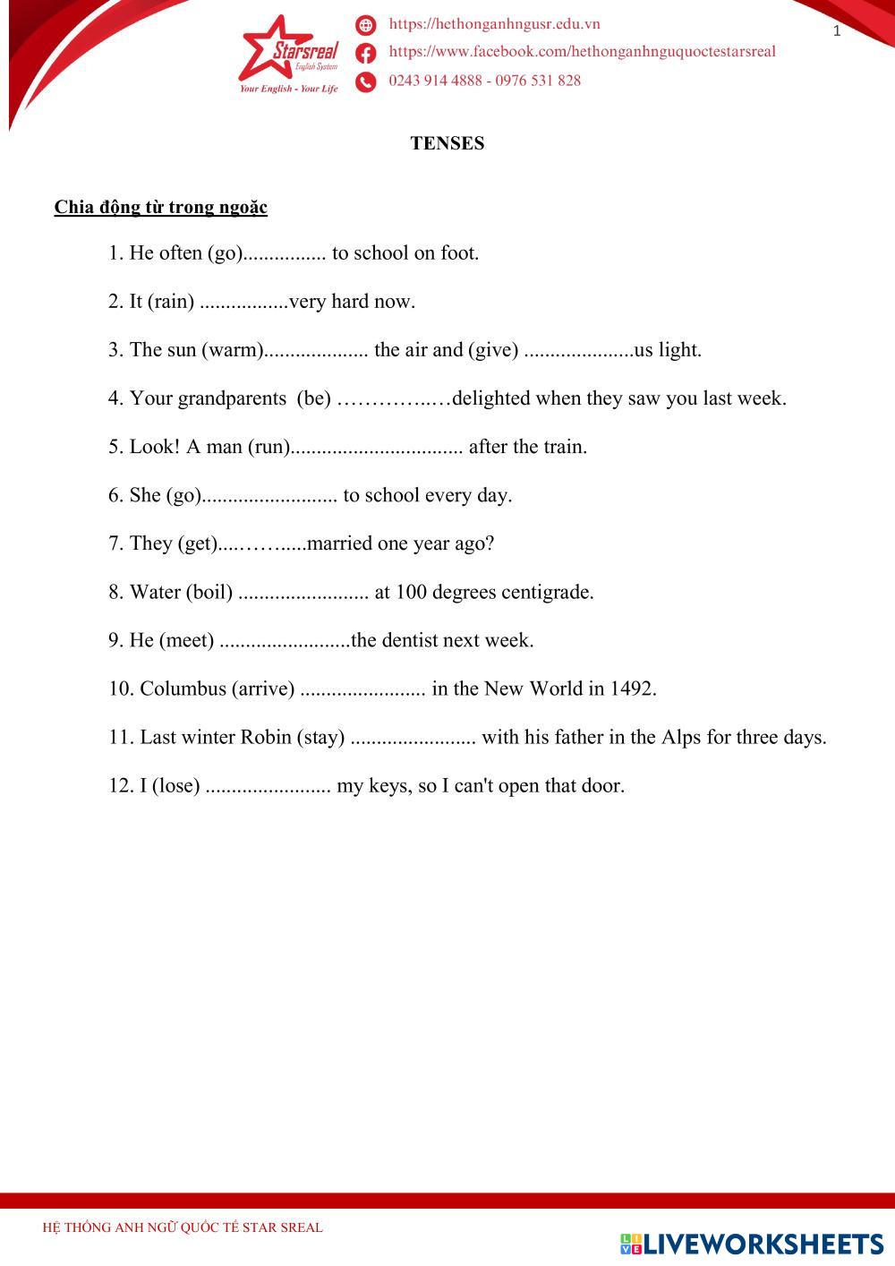 G8_Tenses_ Prac… | Free Interactive Worksheets | 7545415
