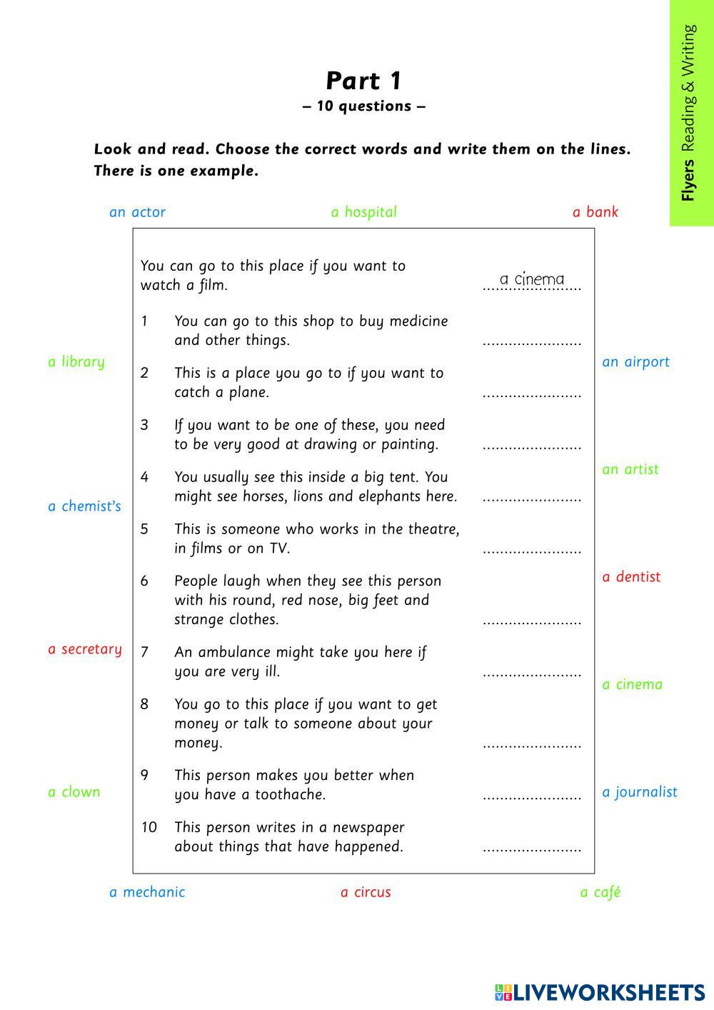 reading 1 flyers | Live Worksheets