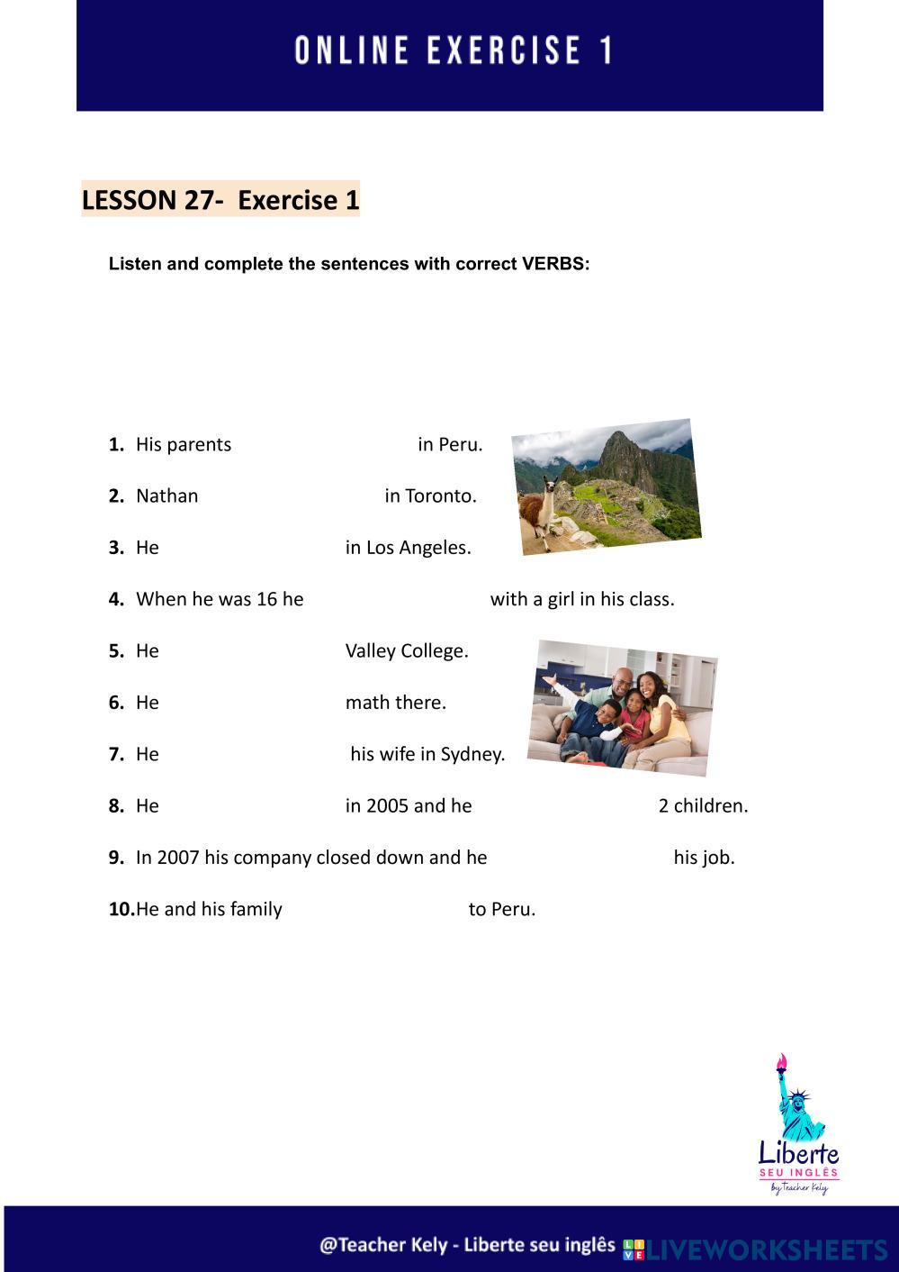LESSON27-Exercise1 worksheet | Live Worksheets