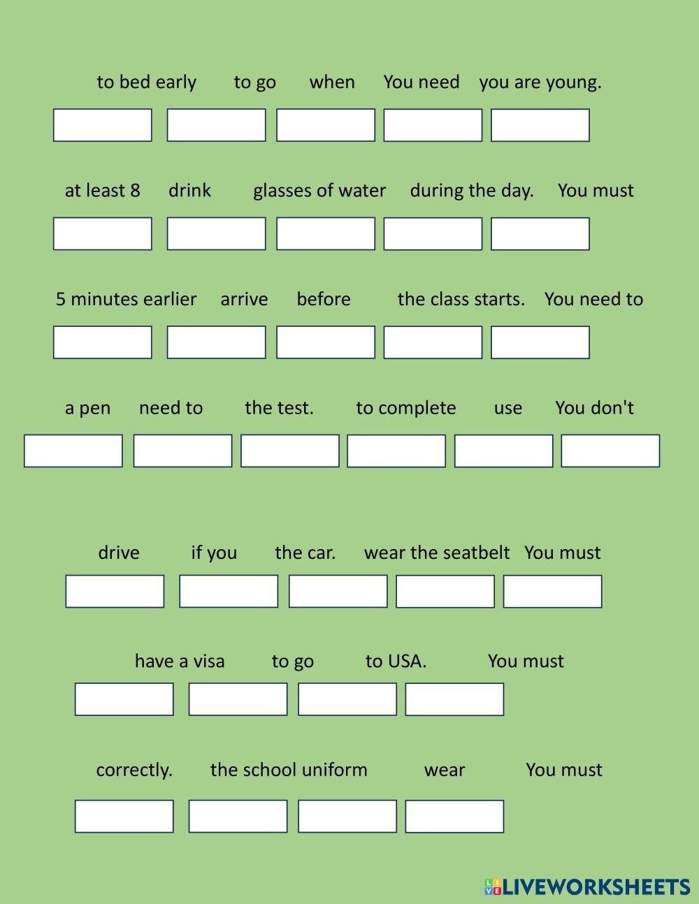 Expressing necessity | Live Worksheets