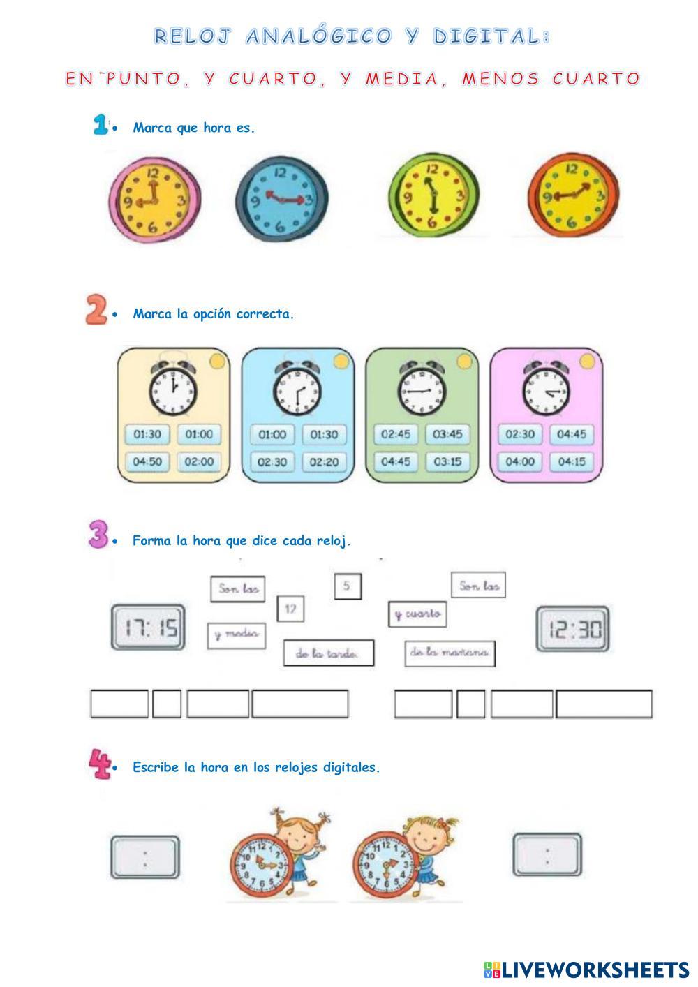 RELOJ ANALÓGICO… | Free Interactive Worksheets | 7546060