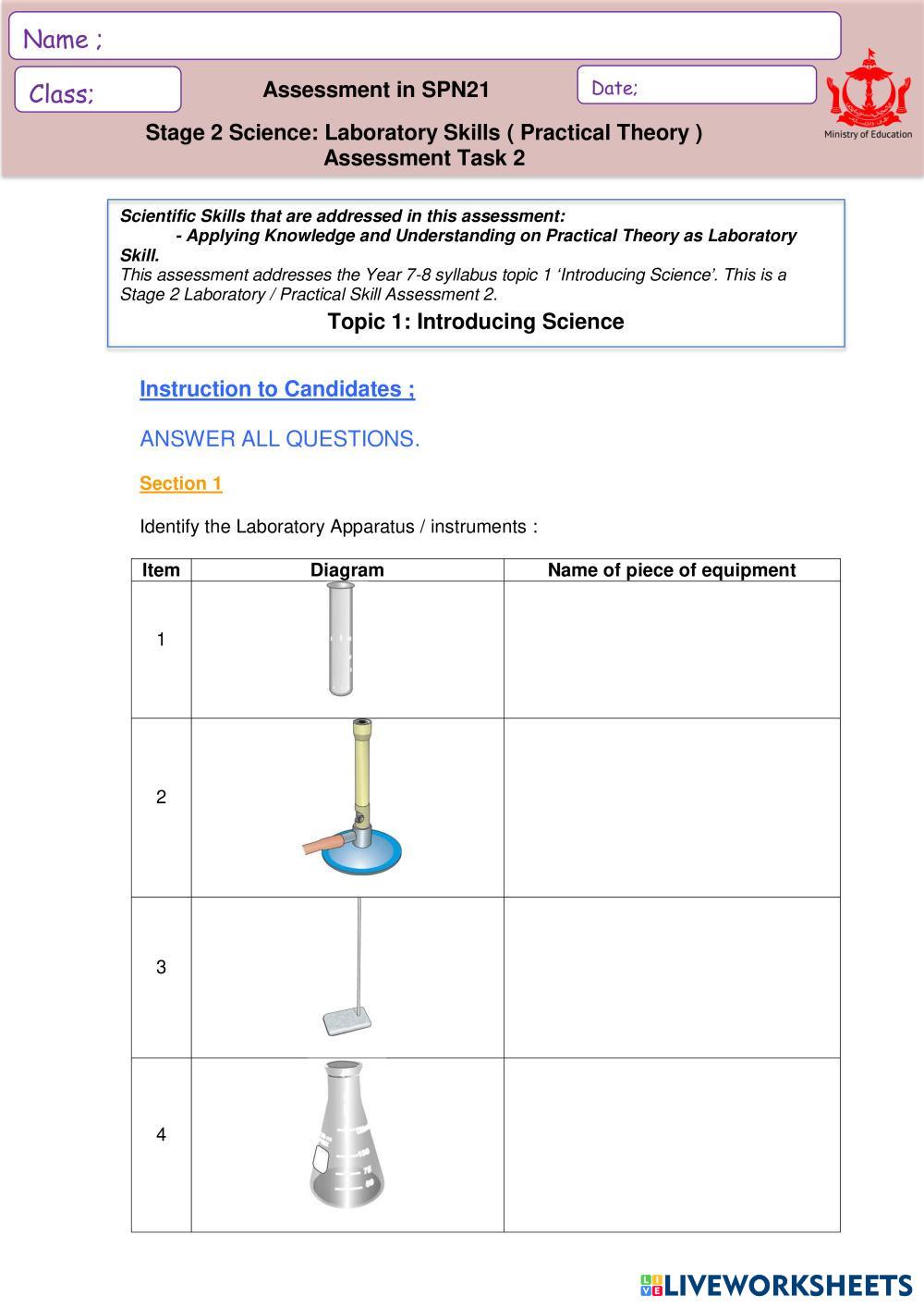 2024 YR 8 C OIP Science Laboratory Skills (Practical