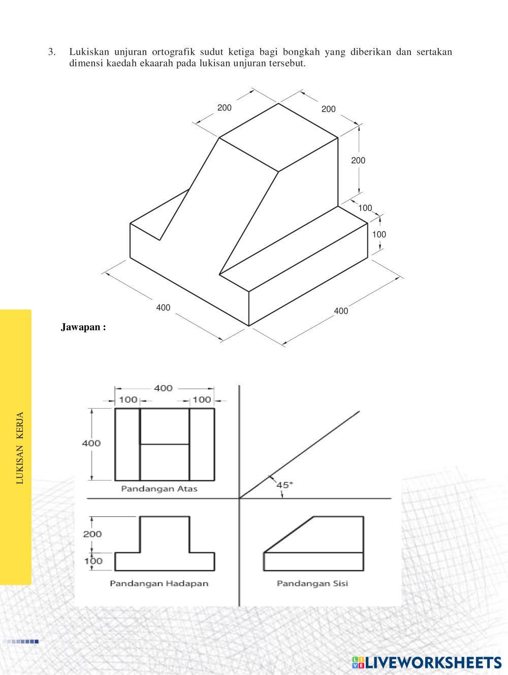Mengaplikasikan Kaedah Mendimensi Dalam Lukisan Isometri | Live Worksheets