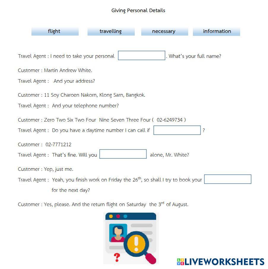 Giving personal information | Live Worksheets