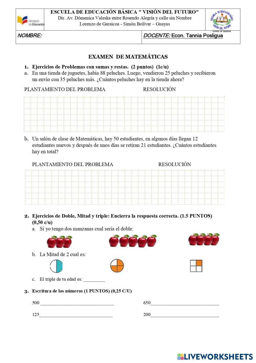 7550005 | Matematicas | averaa | LiveWorksheets
