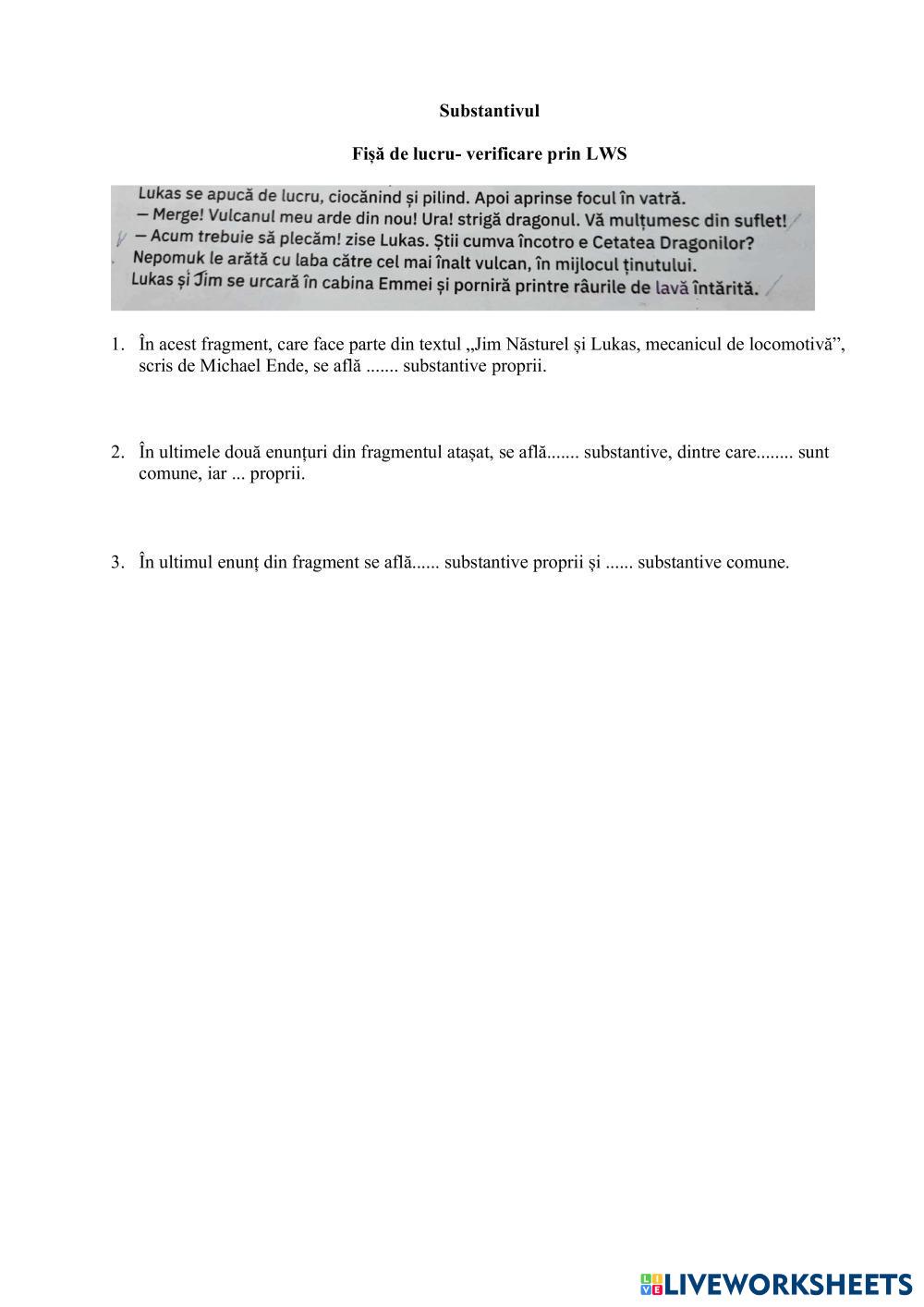 Substantivul | Live Worksheets
