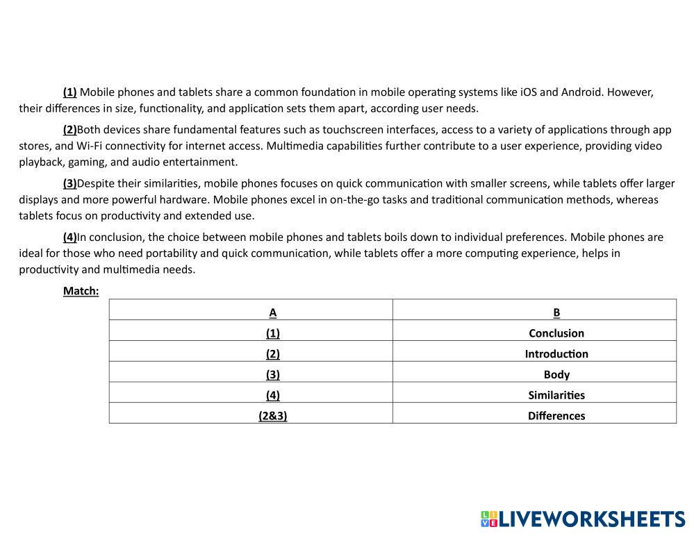 Writing - Compare and Contrast | Live Worksheets