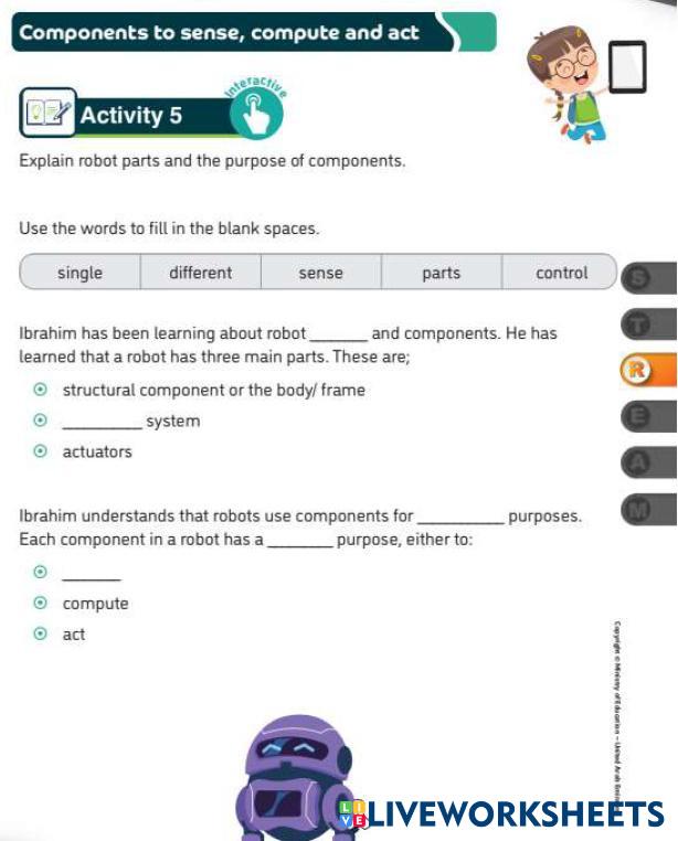 Sense,Act , Compute | Live Worksheets