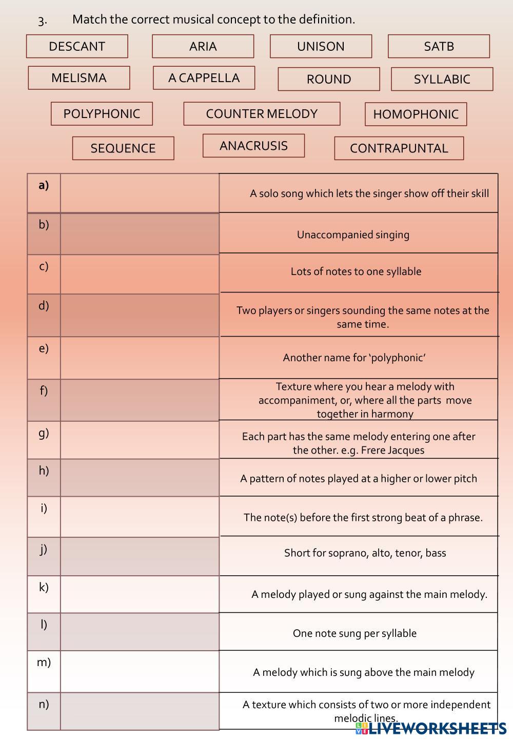 Nat 5 Vocal Mus… | Free Interactive Worksheets | 7553732