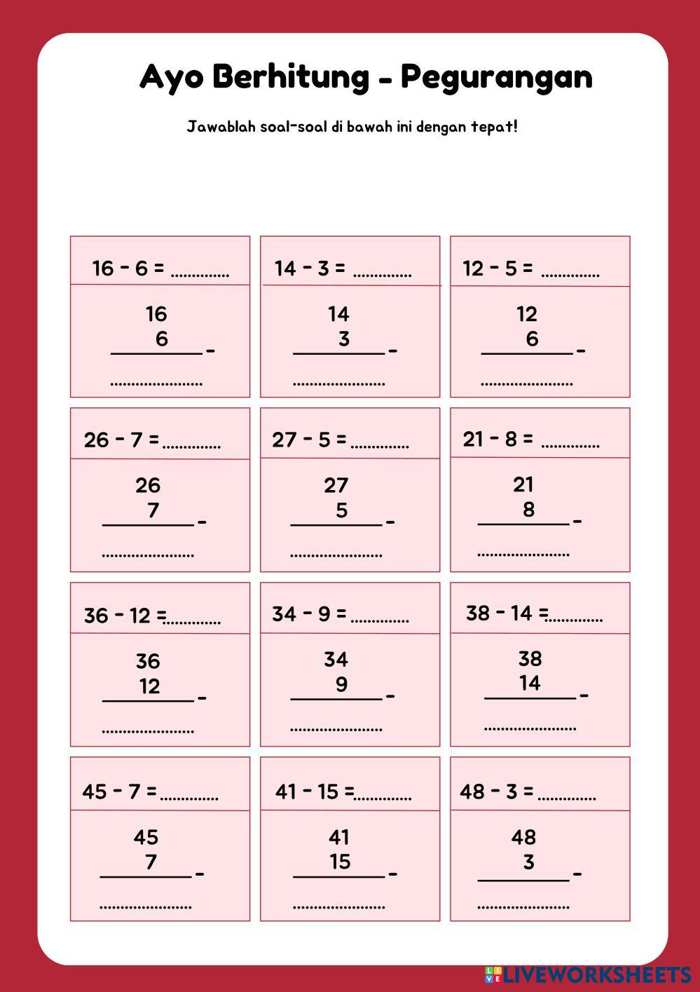 MATEMATIKA WORKSHEET 7554592 | Maya anggraini | Live