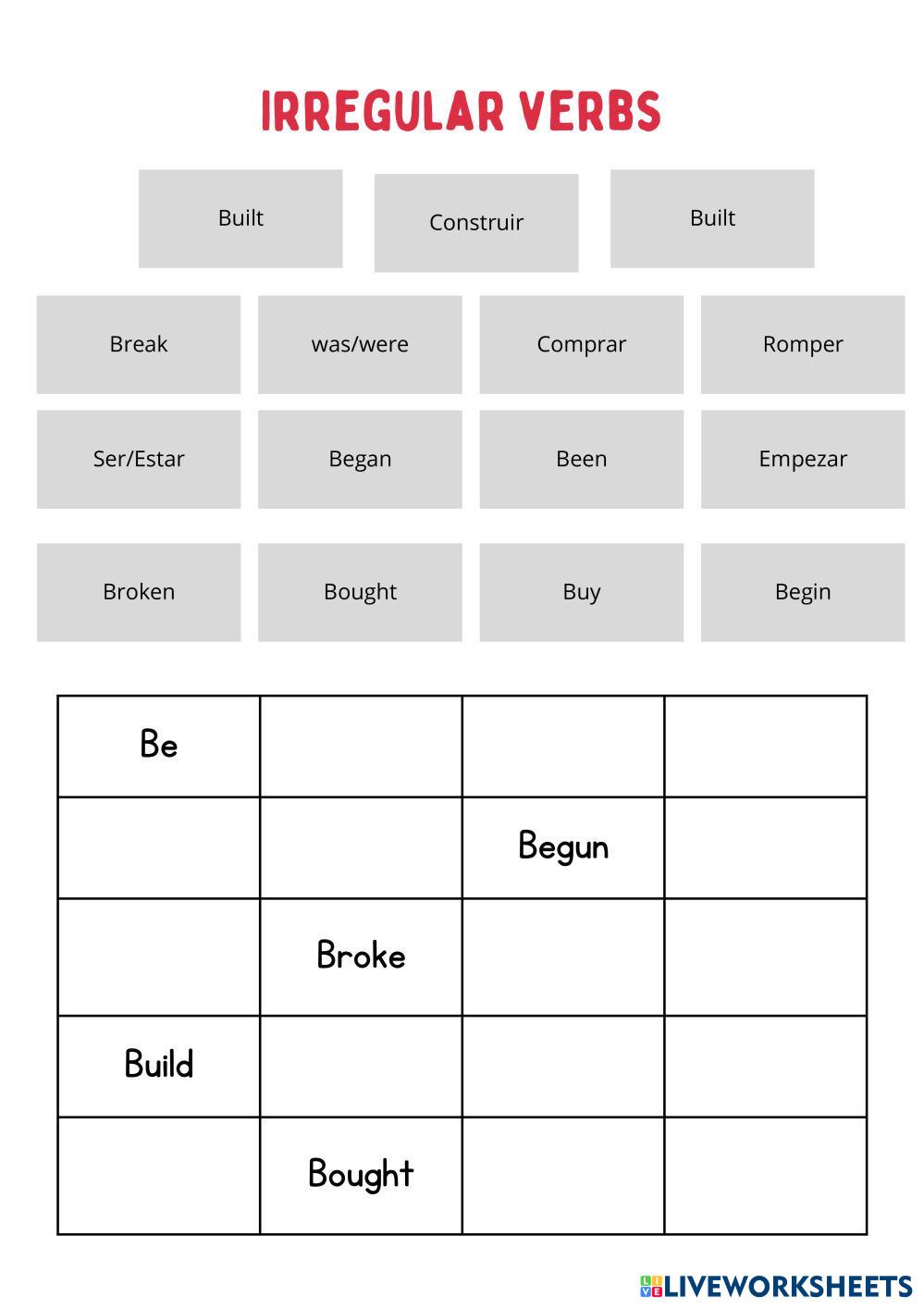 Irregular verbs | Live Worksheets