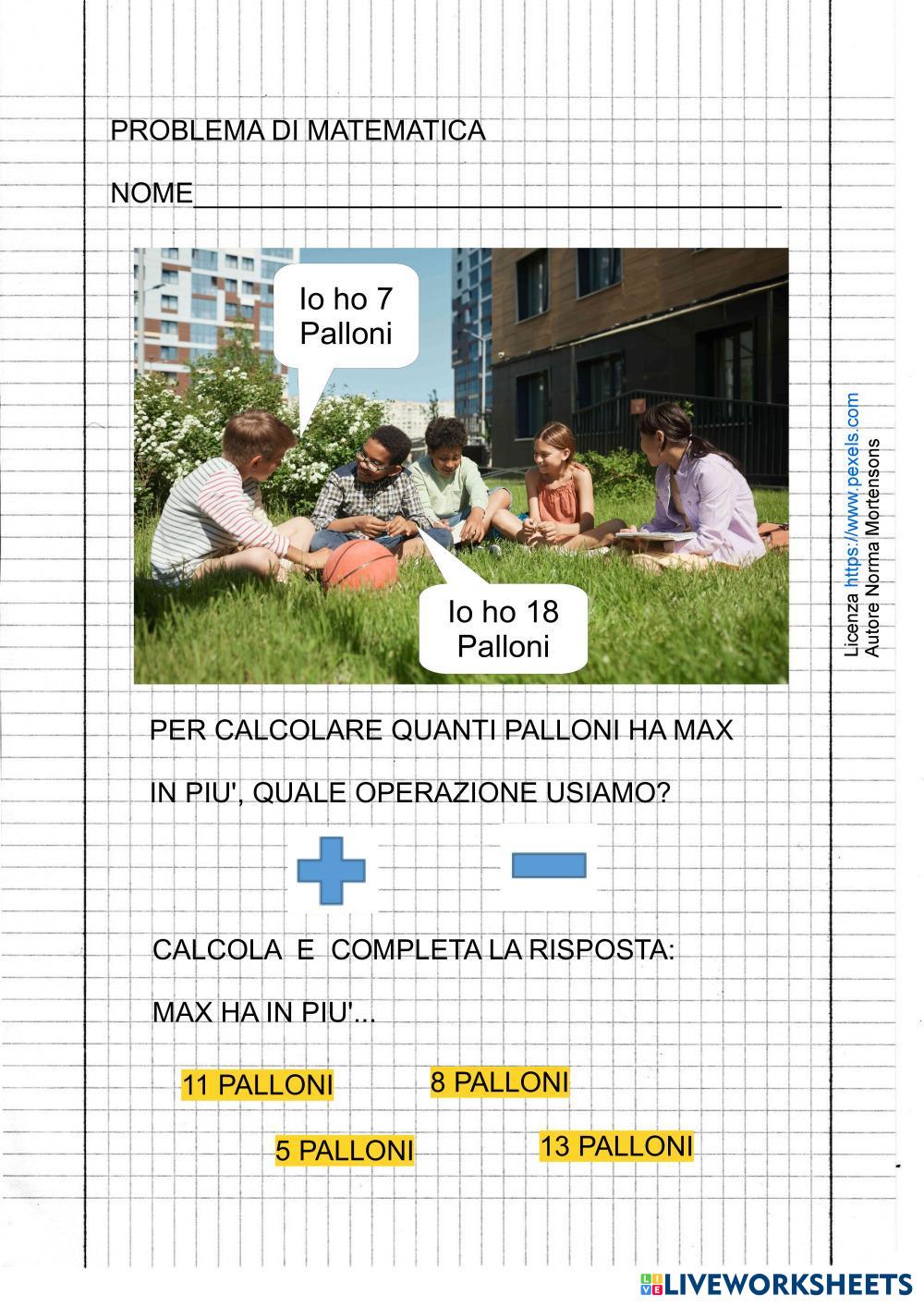 PROBLEMA MATEMATICA | Live Worksheets