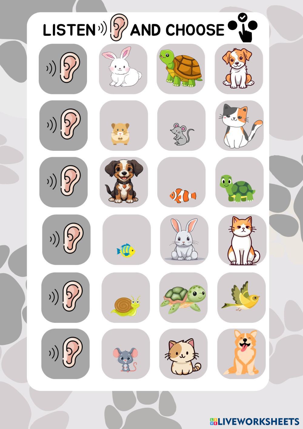 LISTEN AND CHOO… | Free Interactive Worksheets | 7559732