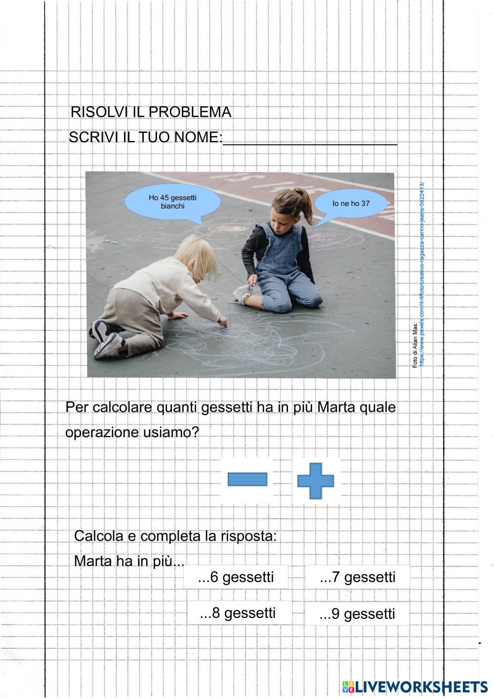 PROBLEMA MATEMATICA | Live Worksheets