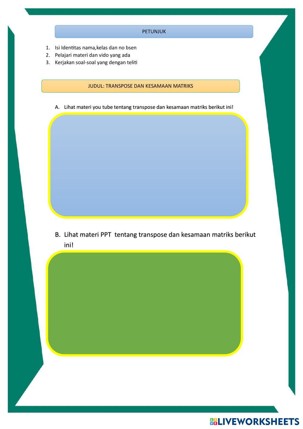 7559778 | LKPD MATEMATIKA KELAS XI(TRANSPOSE DAN KESAMAAN