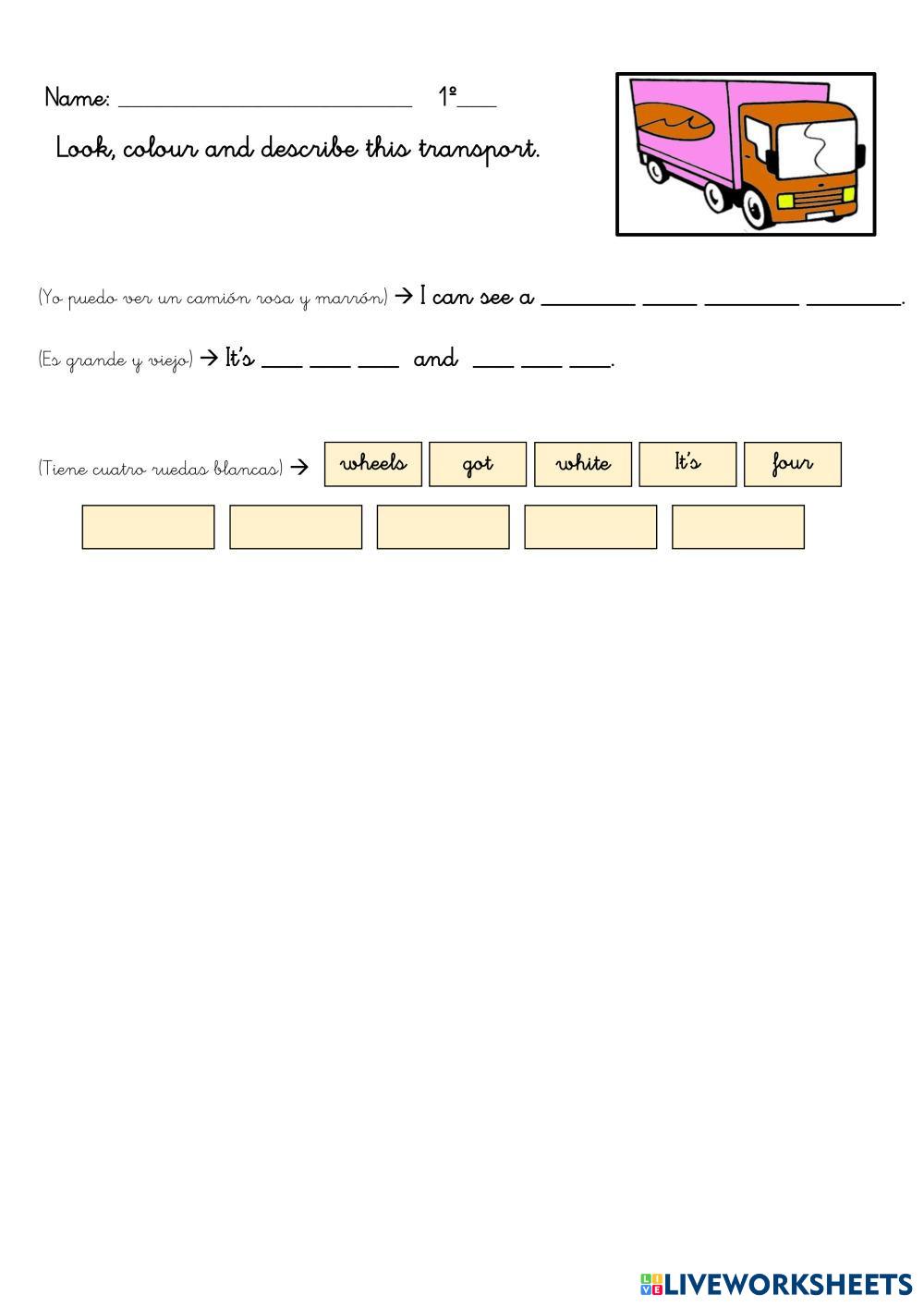 Lorry description | Live Worksheets