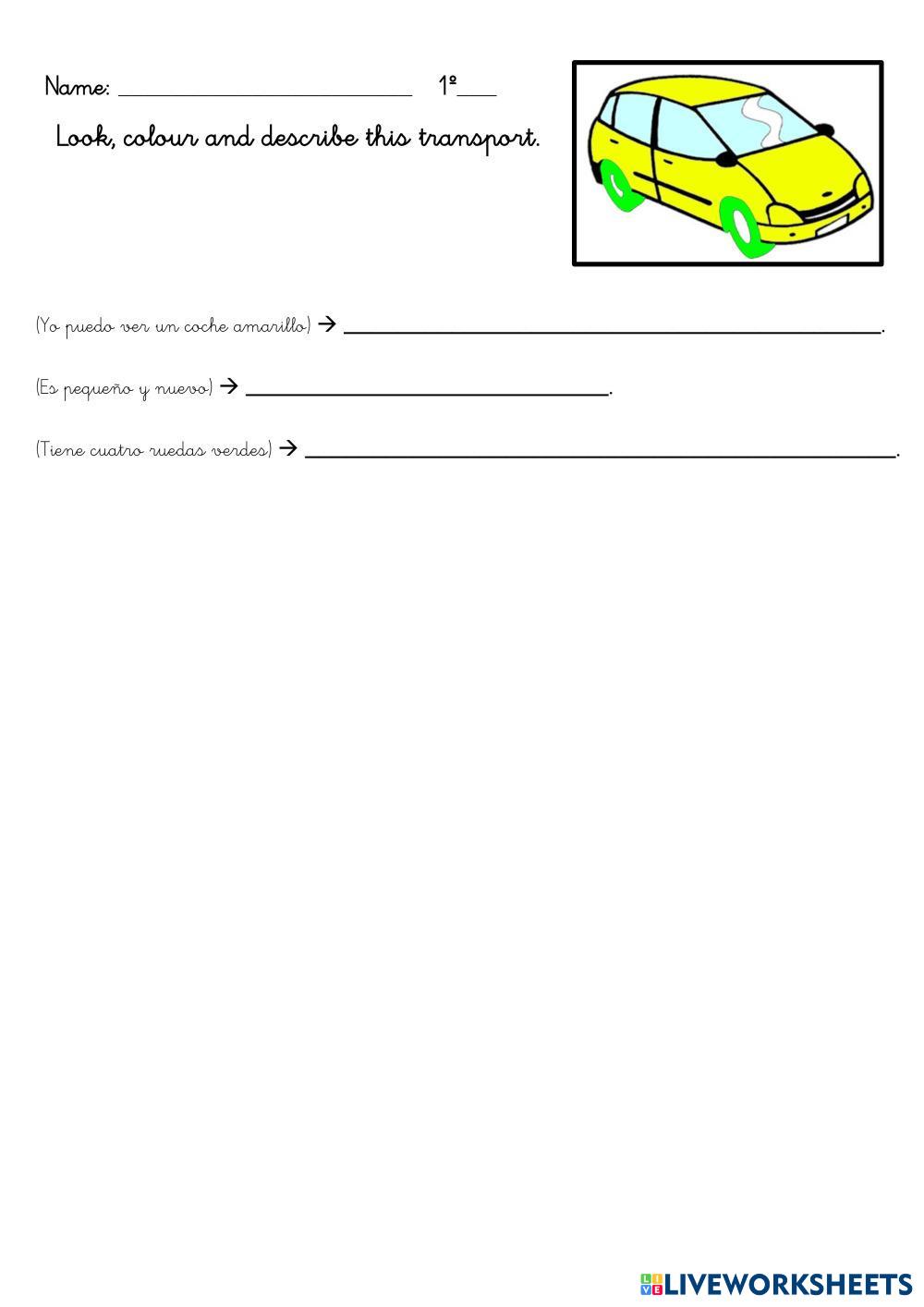 car description | Live Worksheets