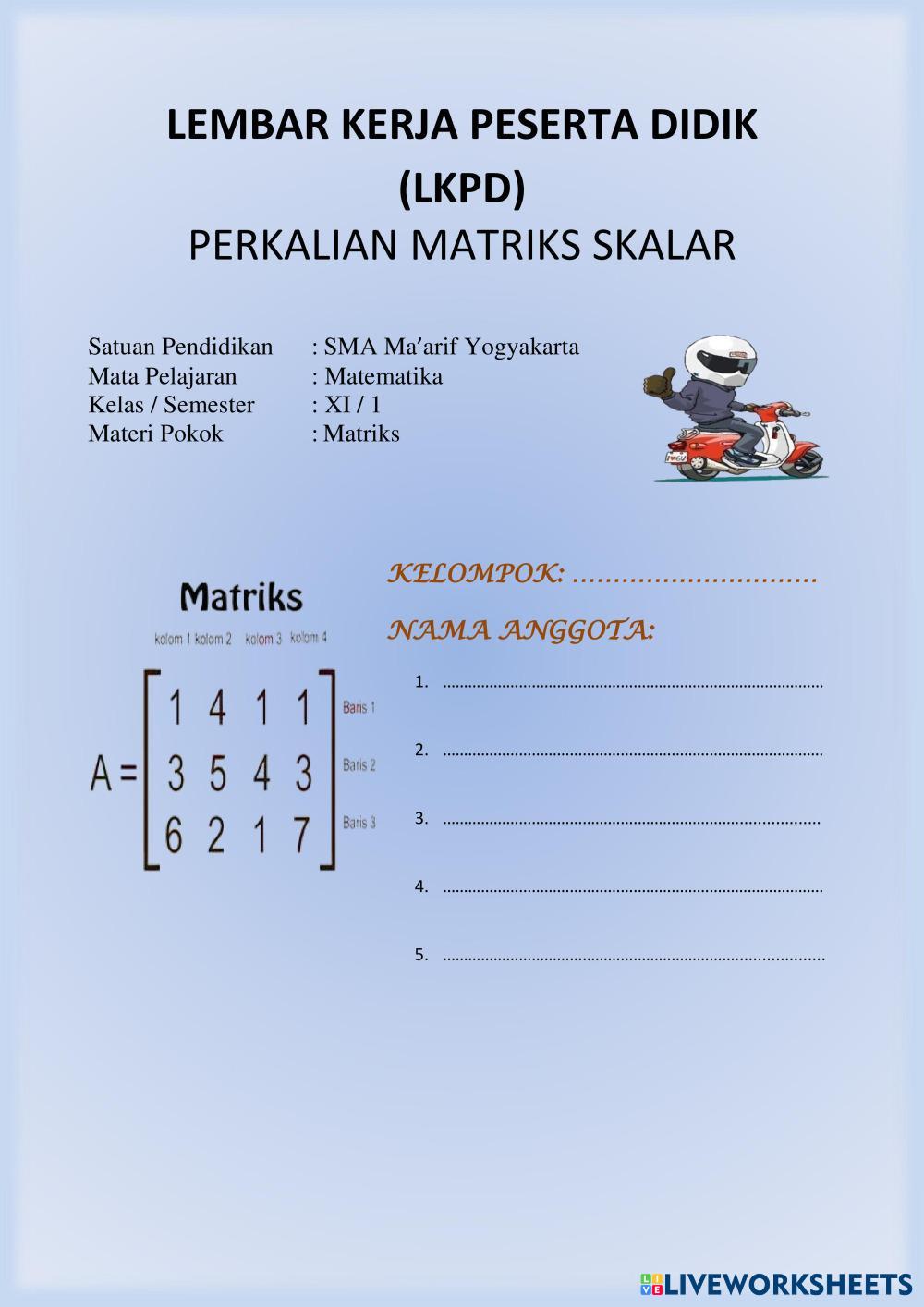 7561136 | LKPD PERKALIAN MATRIKS SKALAR | MARWANTO