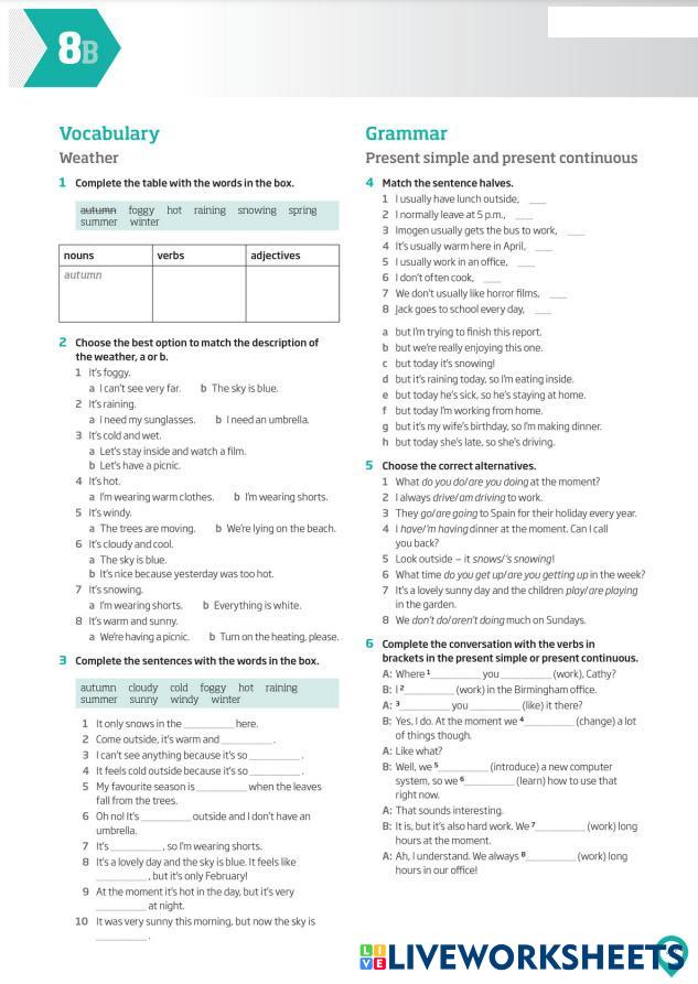 Roadmap A2 8B Workbook | Live Worksheets