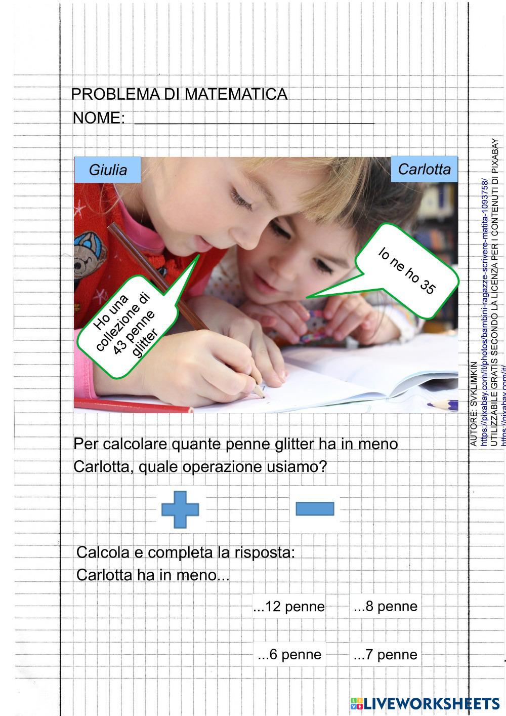 PROBLEMA MATEMATICA | Live Worksheets