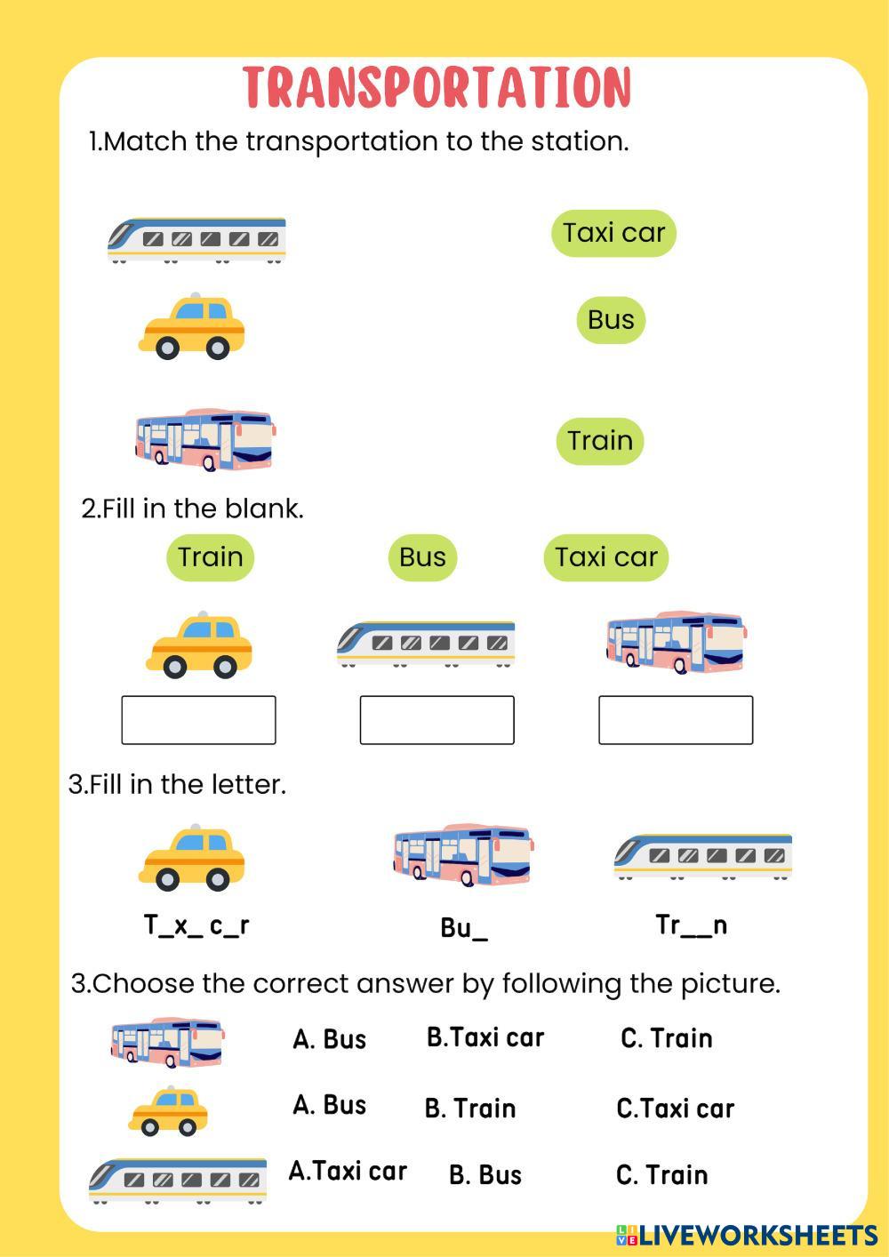 Transportation | Live Worksheets